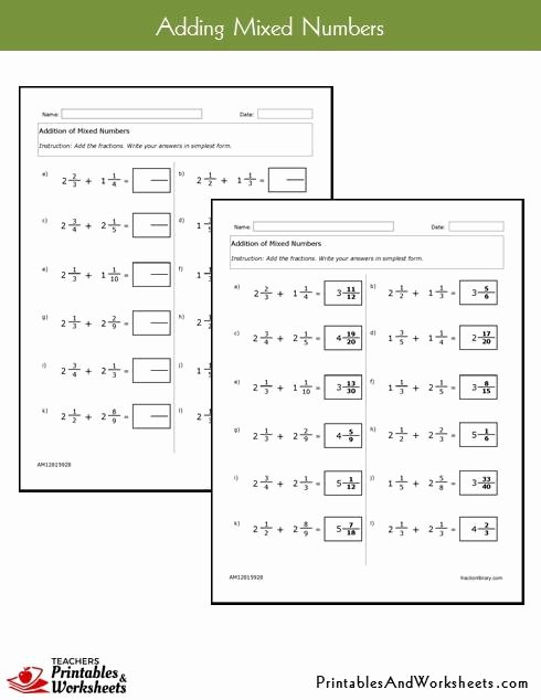 48 Adding Mixed Numbers Worksheet Chessmuseum Template Library