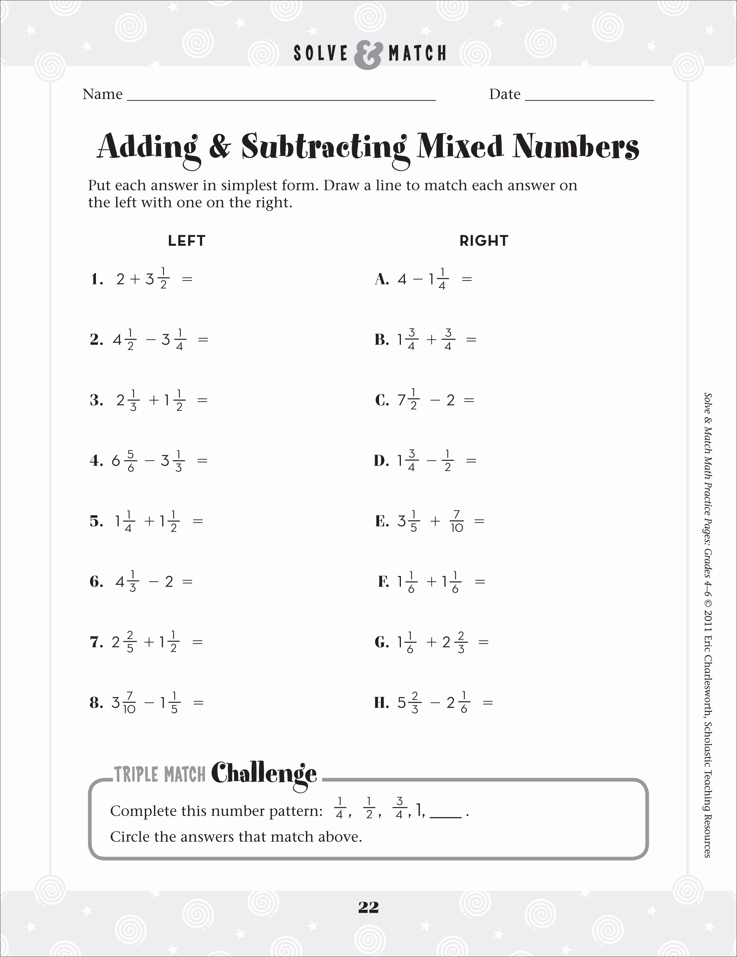 Add Mixed Numbers Worksheet