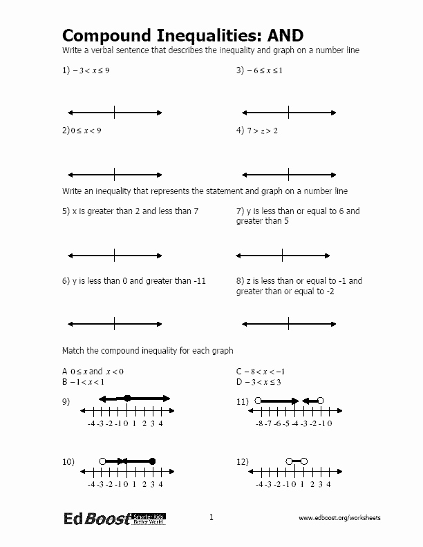 50 Algebra 1 Inequalities Worksheet