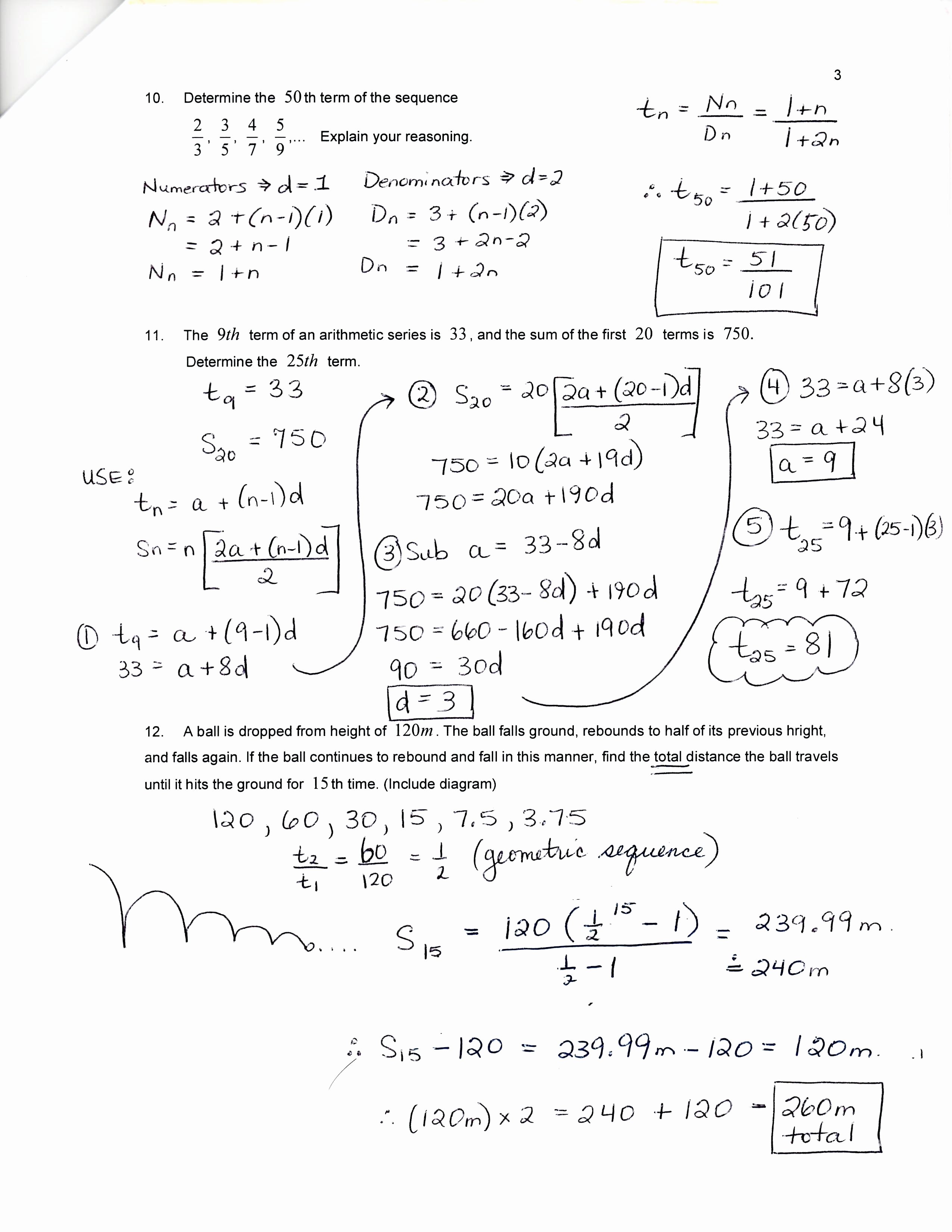 50 Arithmetic Sequence Worksheet Answers