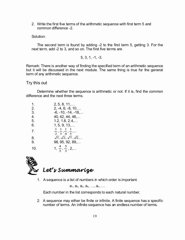 50 Arithmetic Sequence Worksheet With Answers