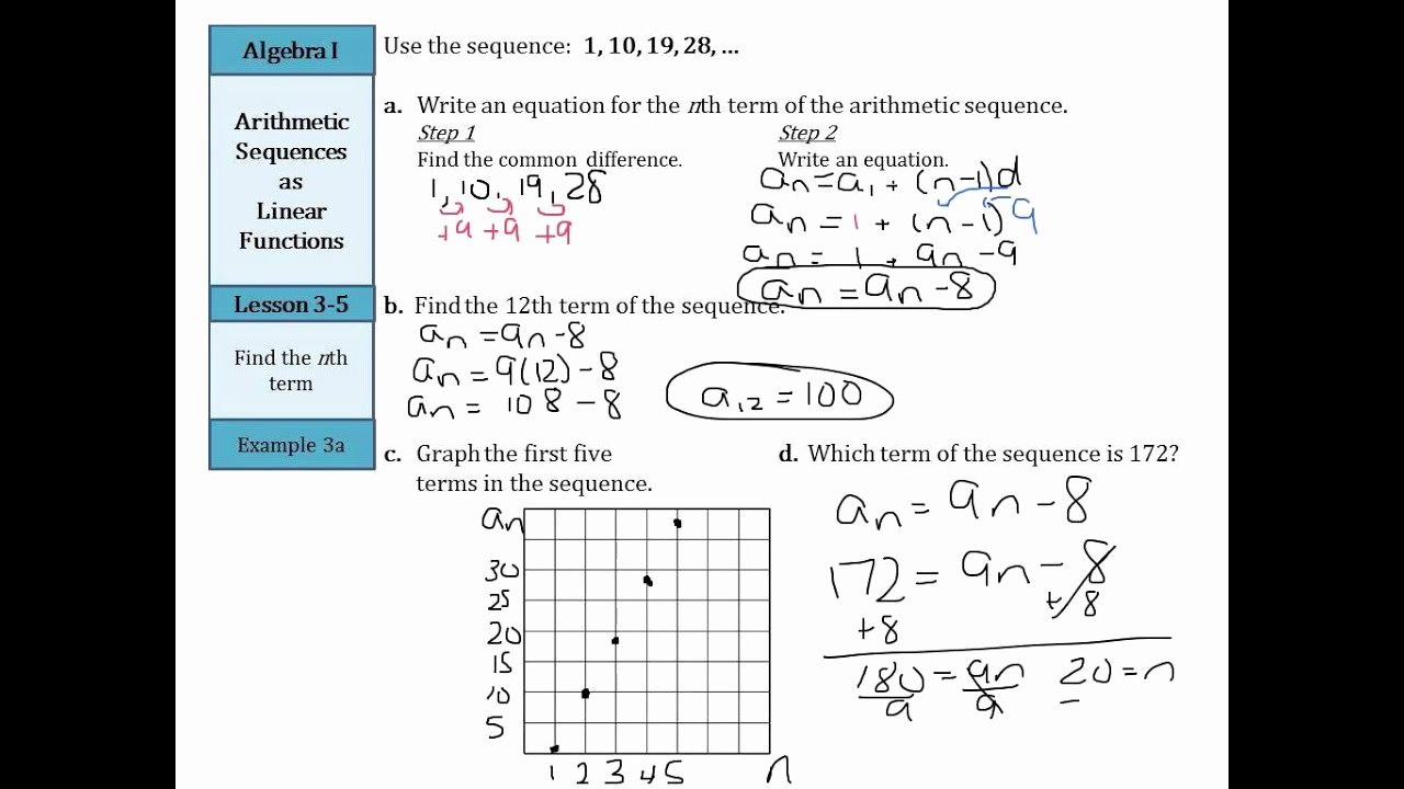 50 Arithmetic Sequences Worksheet Answers