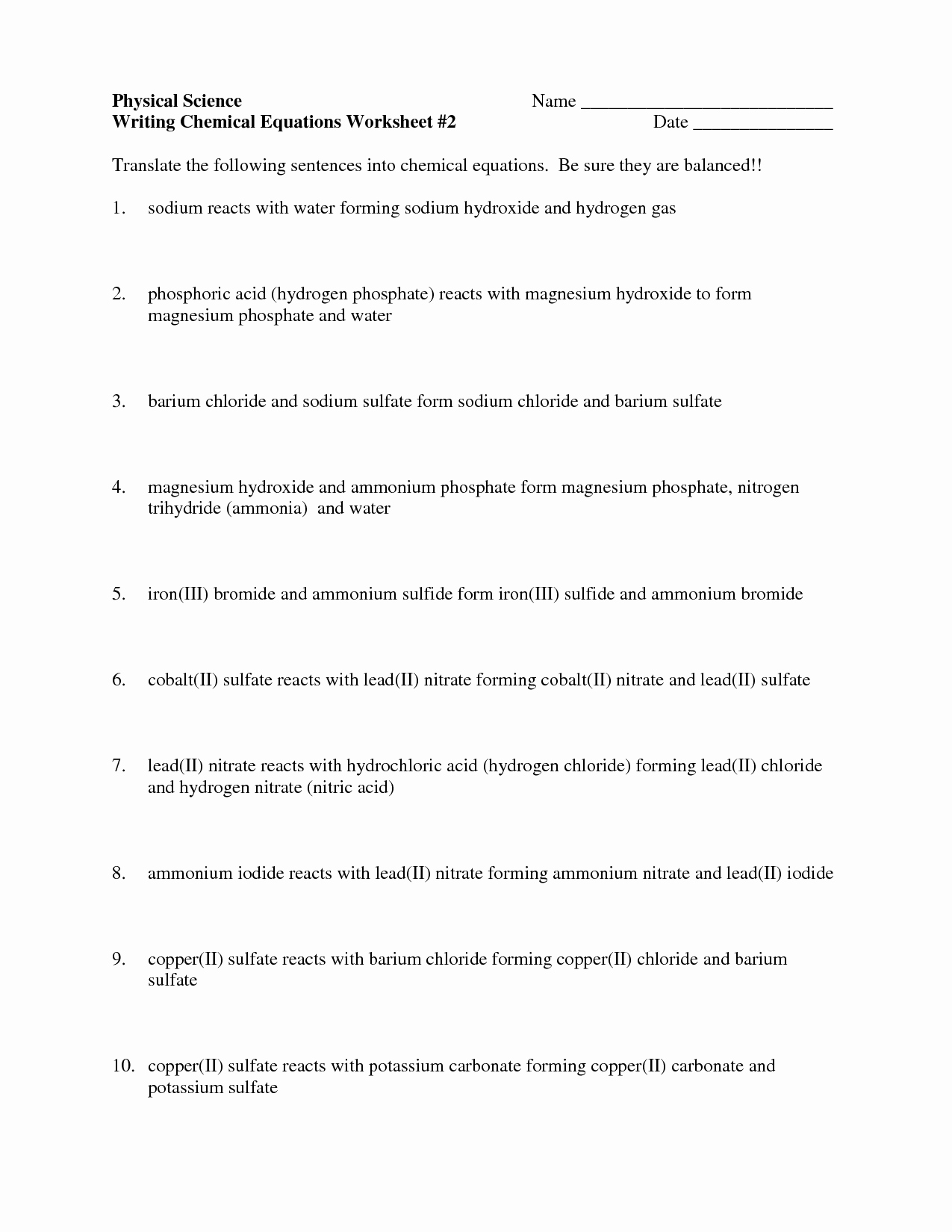 50 Chemical Formula Worksheet Answers