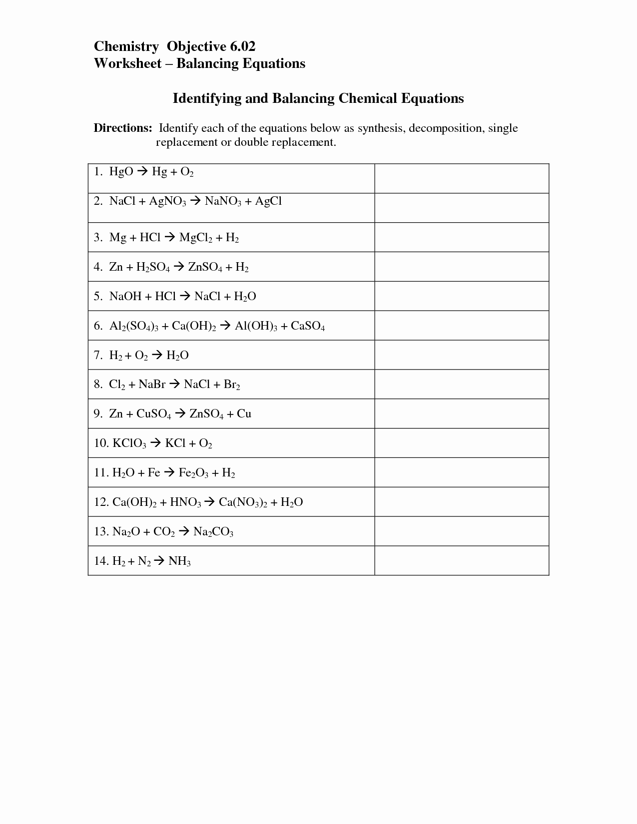 50 Classifying Chemical Reactions Worksheet 50 Classifying Chemical Reactions Worksheet