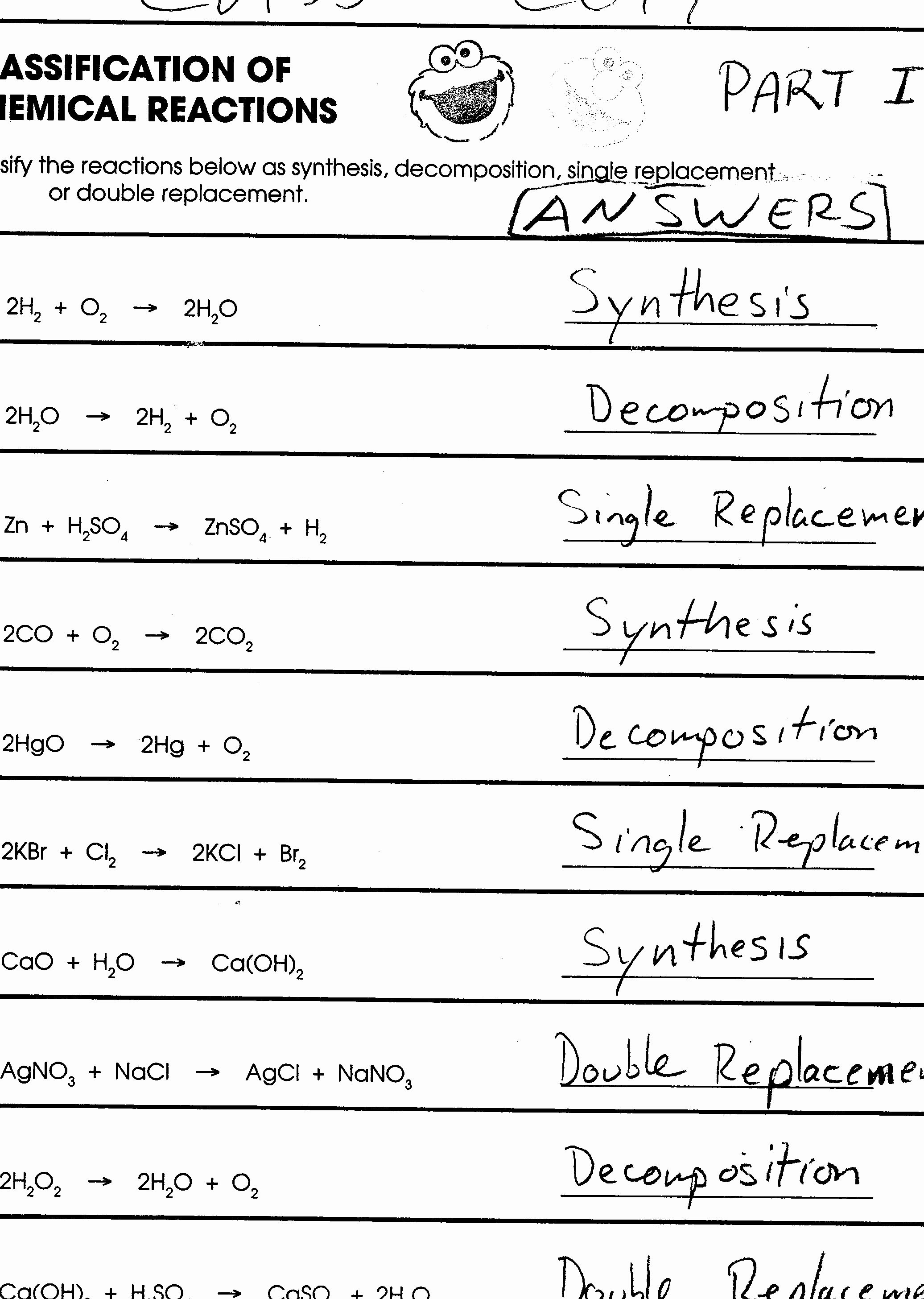 50 Classifying Chemical Reactions Worksheet 50 Classifying Chemical Reactions Worksheet