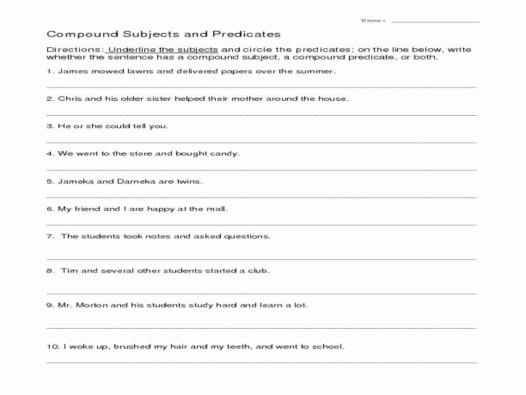 50 Complete Subject And Predicate Worksheet 50 Complete Subject And Predicate Worksheet