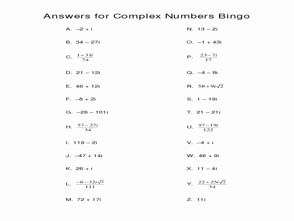 50 Complex Numbers Worksheet Answers Chessmuseum Template Library