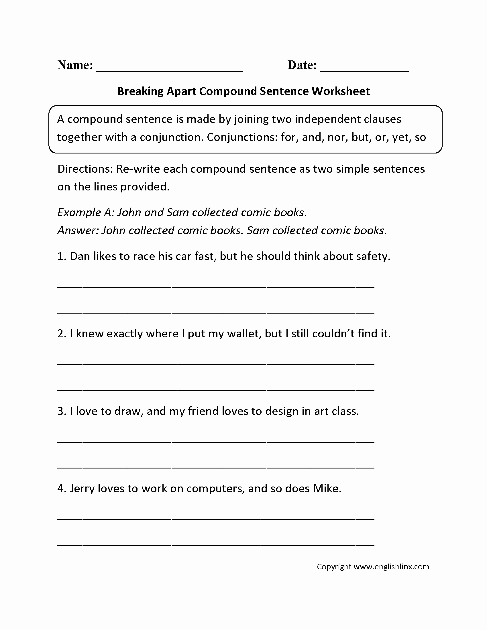 49 Compound And Complex Sentences Worksheet