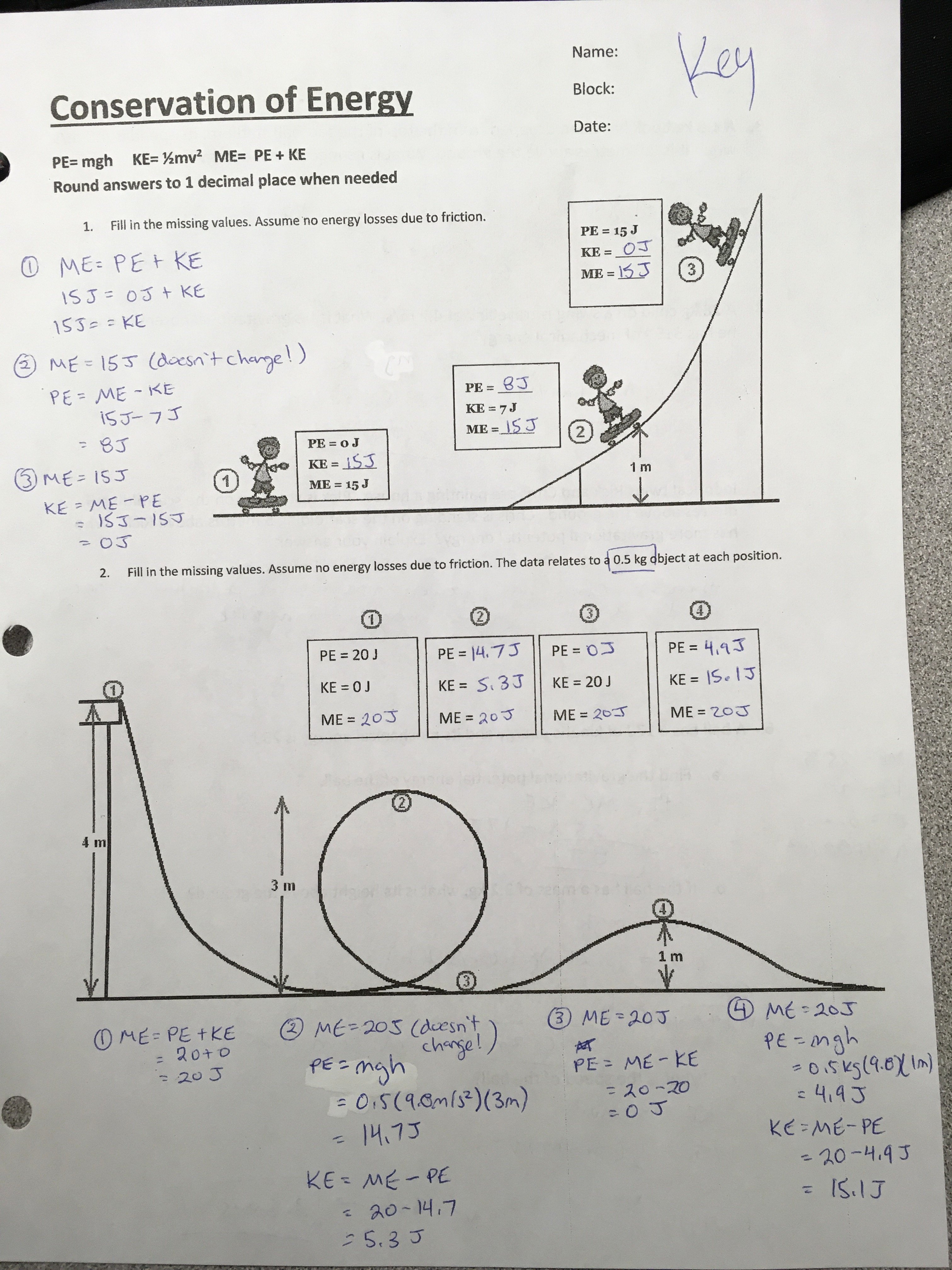 50 Conservation Of Energy Worksheet Chessmuseum Template Library