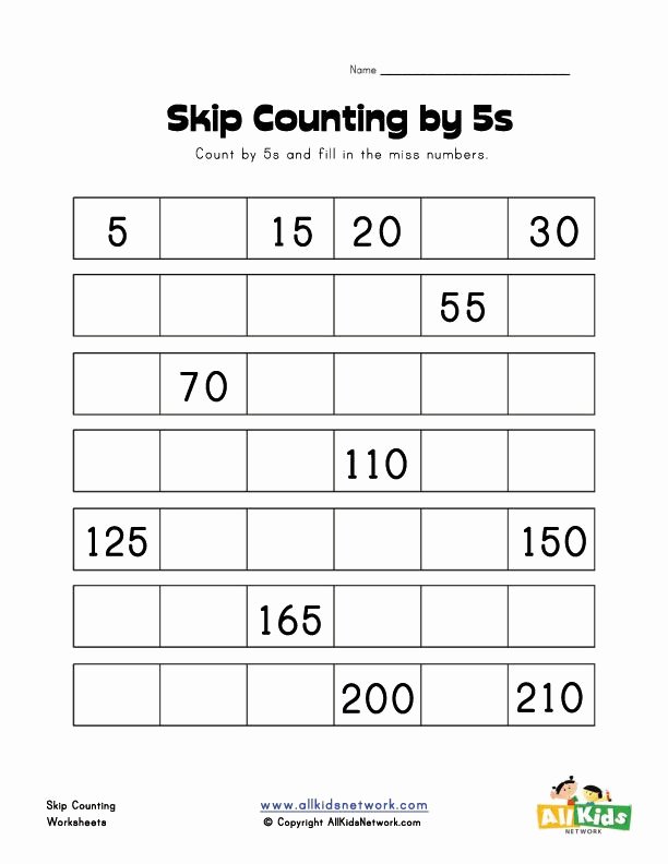 50 Count By 5s Worksheet