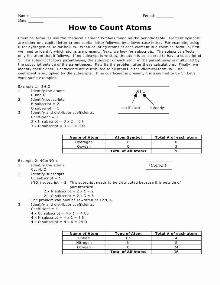 50 Counting Atoms Worksheet Answers 50 Counting Atoms Worksheet Answers