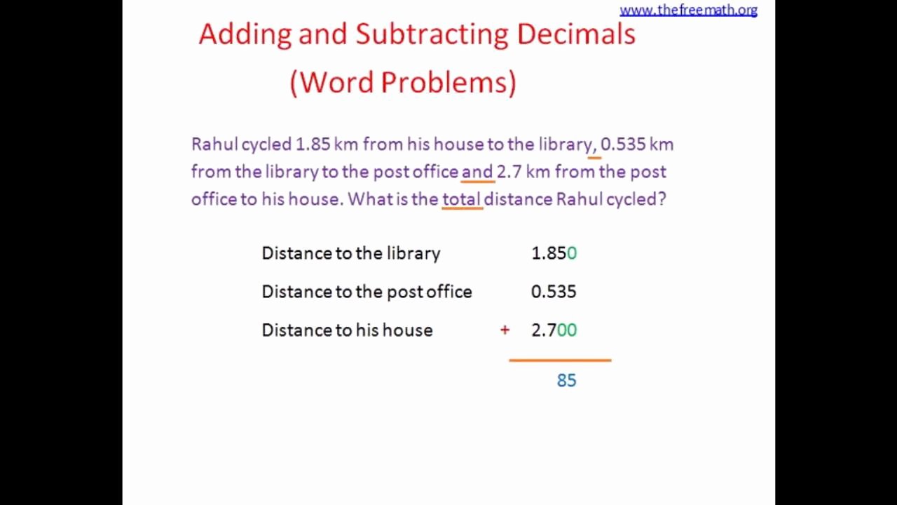 50 Decimal Word Problems Worksheet