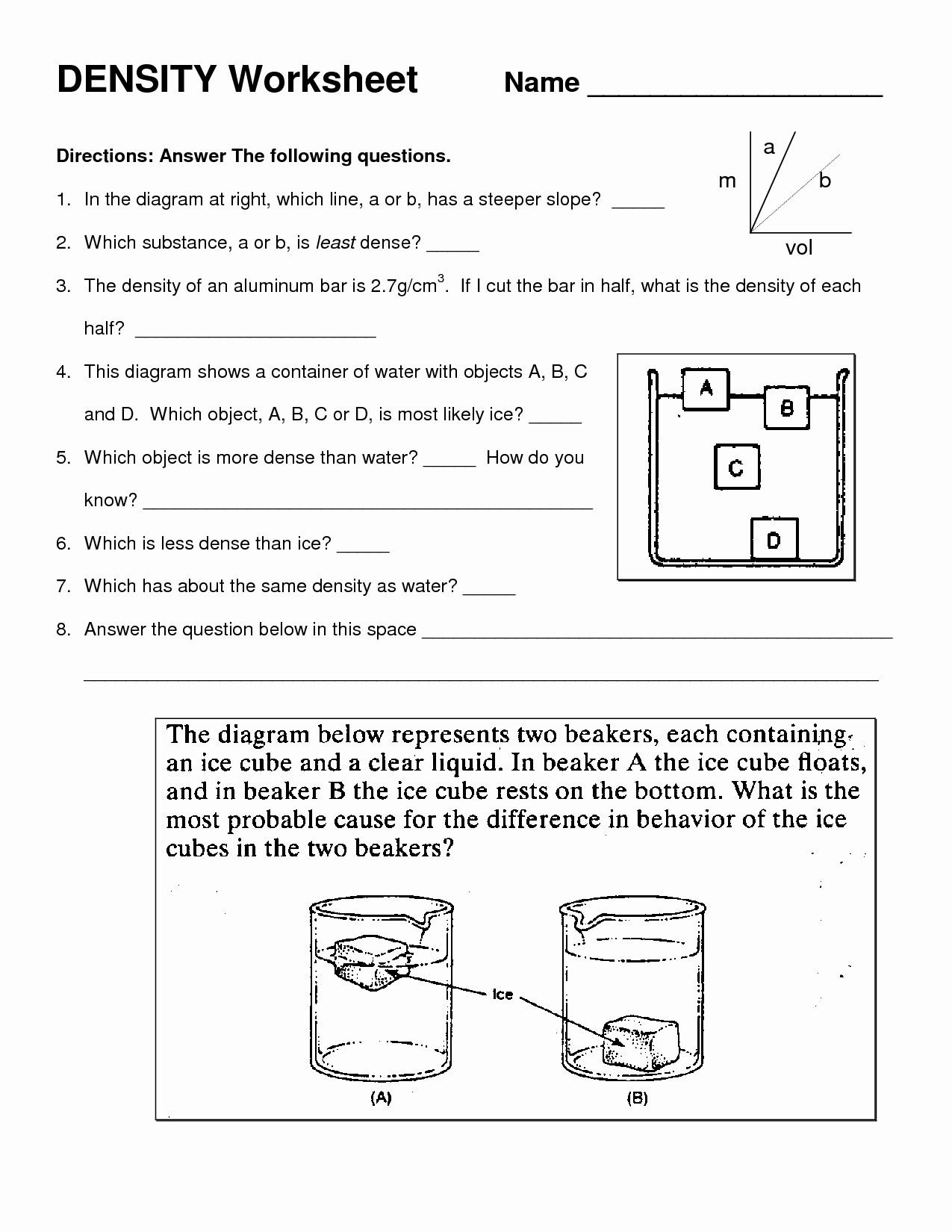 Density Worksheet With Answers