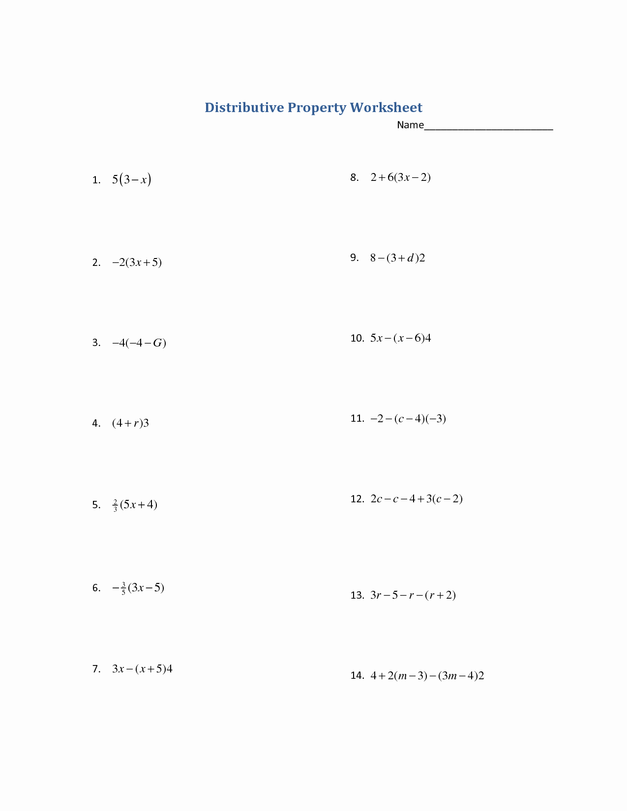 45 Distributive Property With Variables Worksheet 45 Distributive Property With Variables Worksheet
