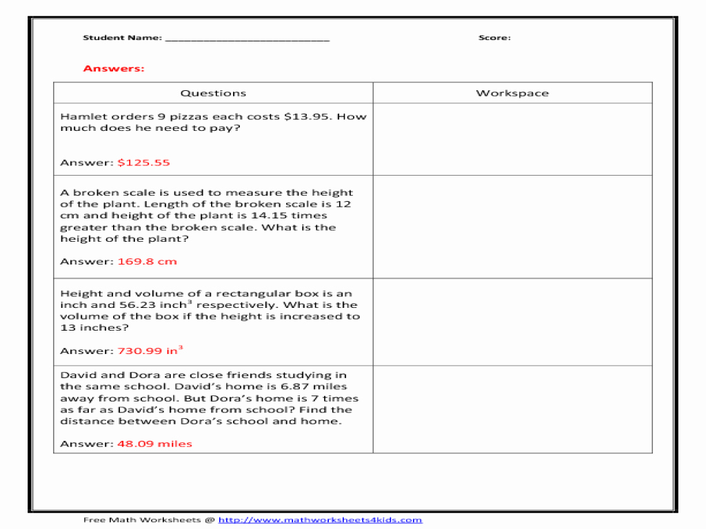 50 Dividing Decimals Word Problems Worksheet