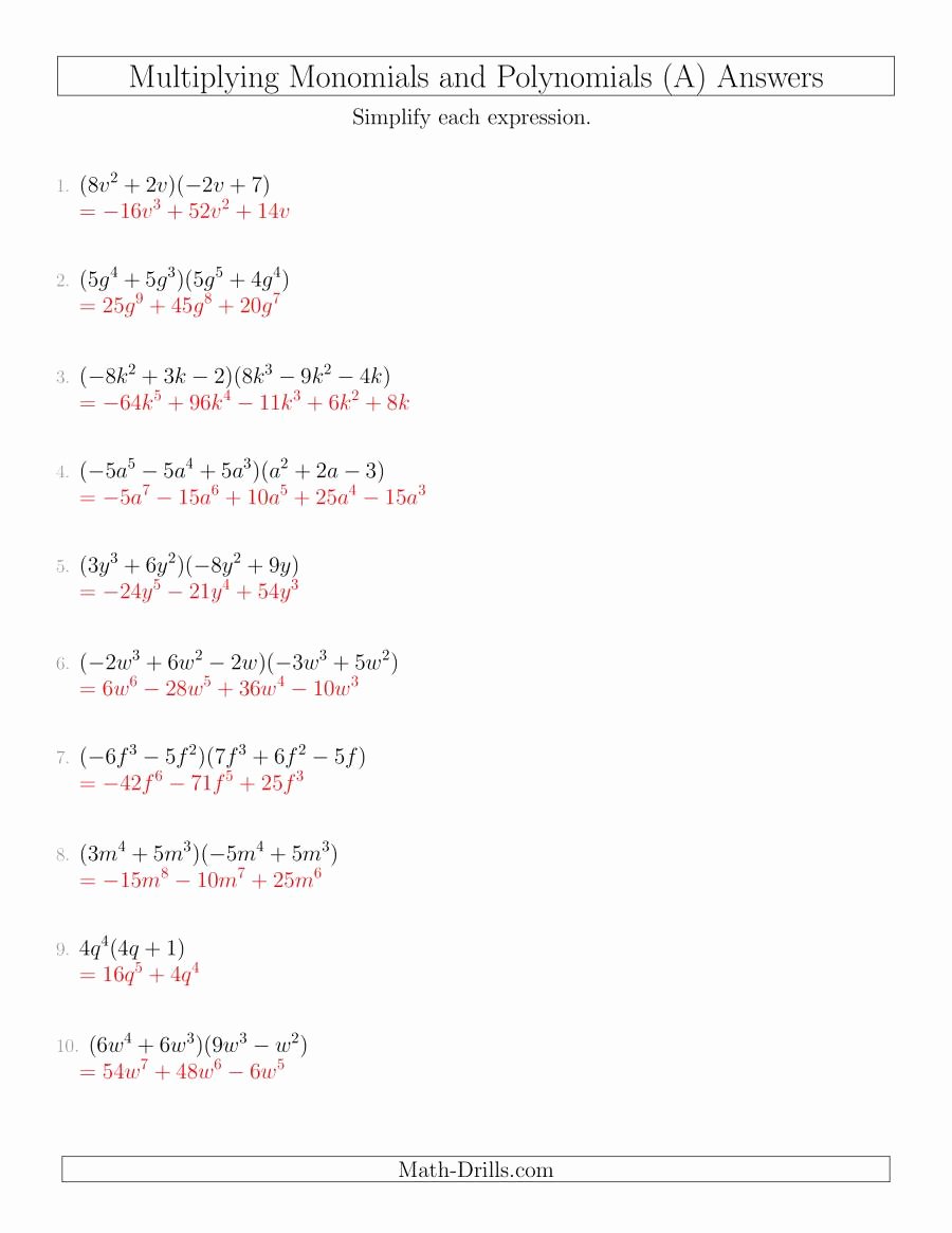 50 Dividing Polynomials By Monomials Worksheet