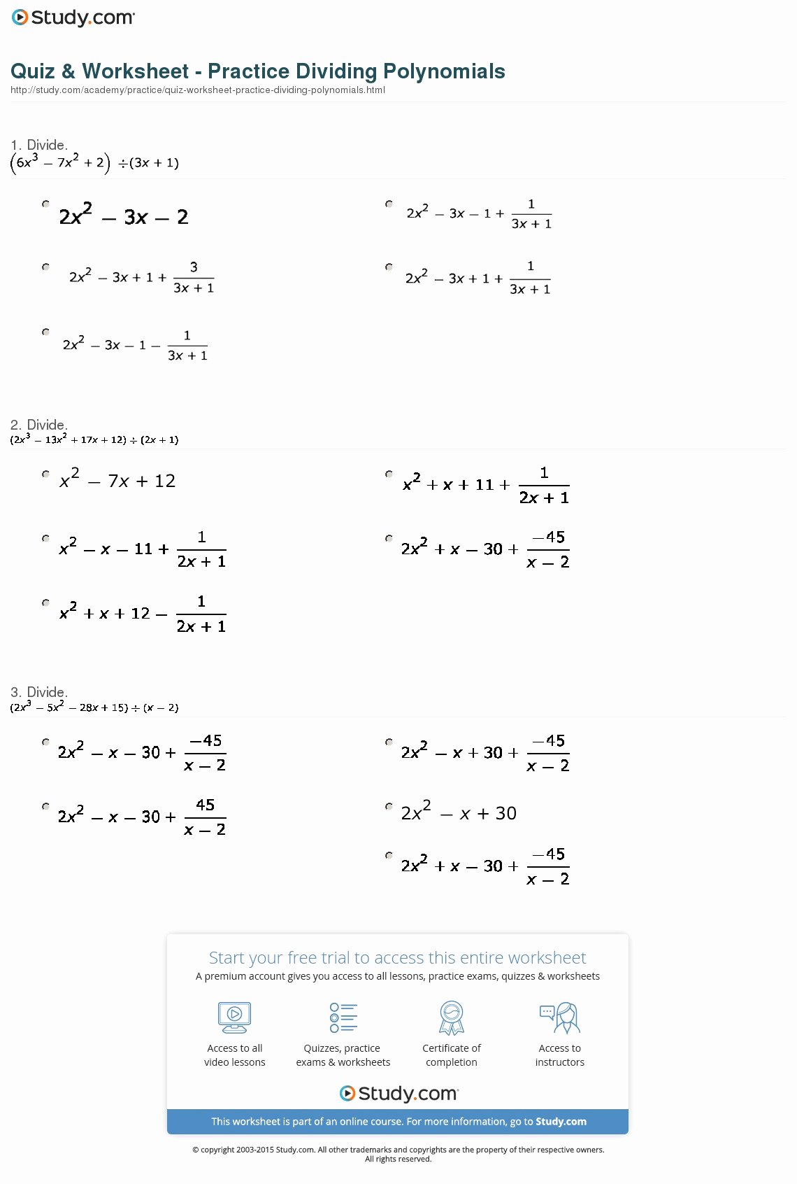 50 Dividing Polynomials Worksheet Answers Chessmuseum Template Library
