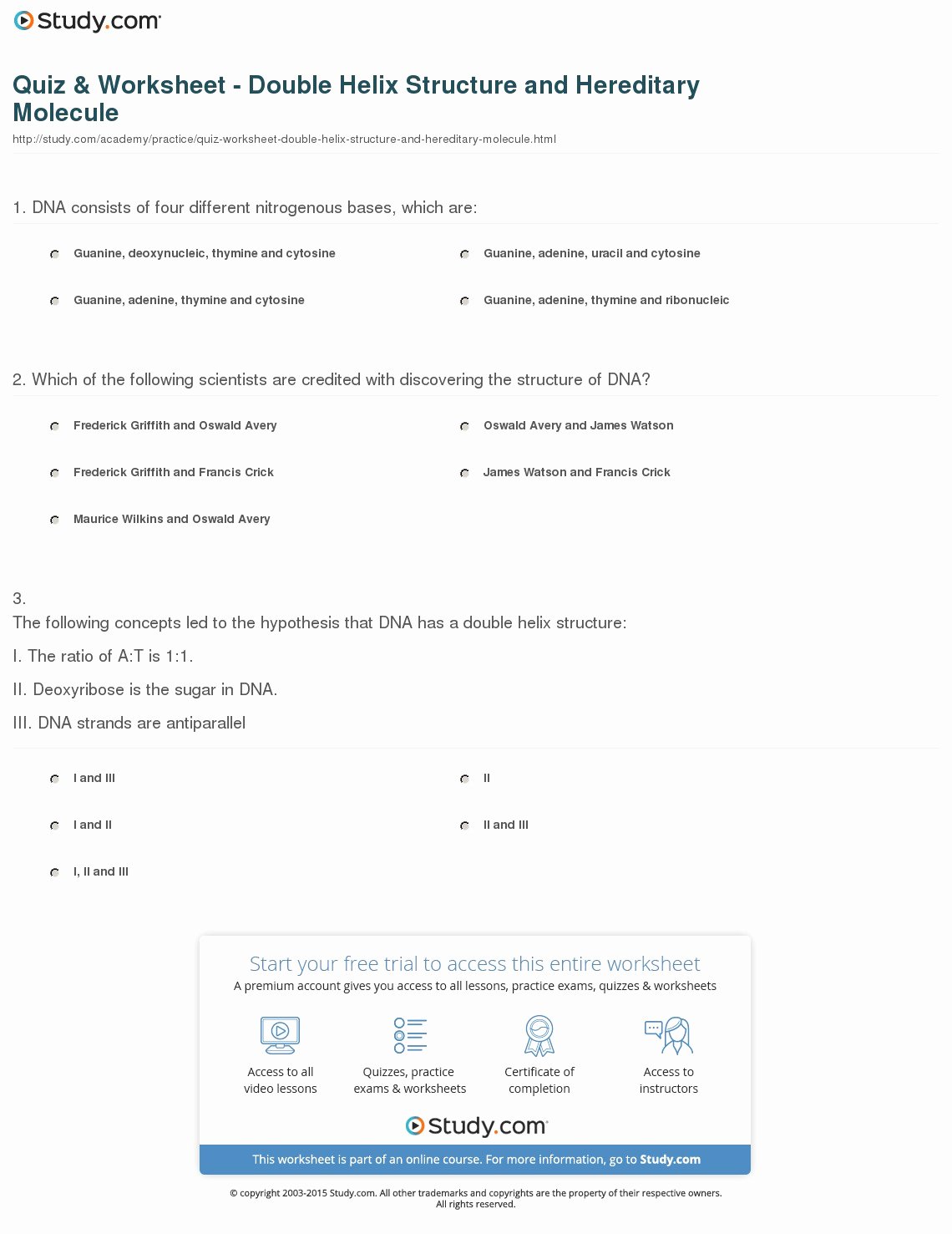 50 Dna The Double Helix Worksheet 50 Dna The Double Helix Worksheet