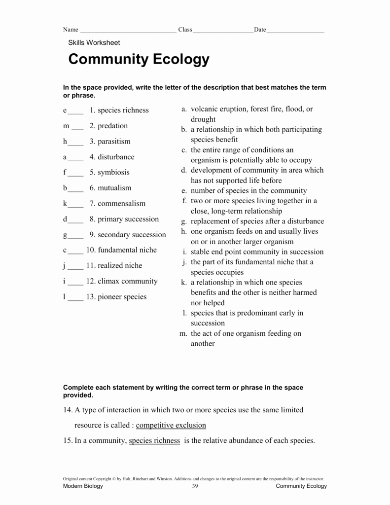 50 Ecology Review Worksheet 1 50 Ecology Review Worksheet 1