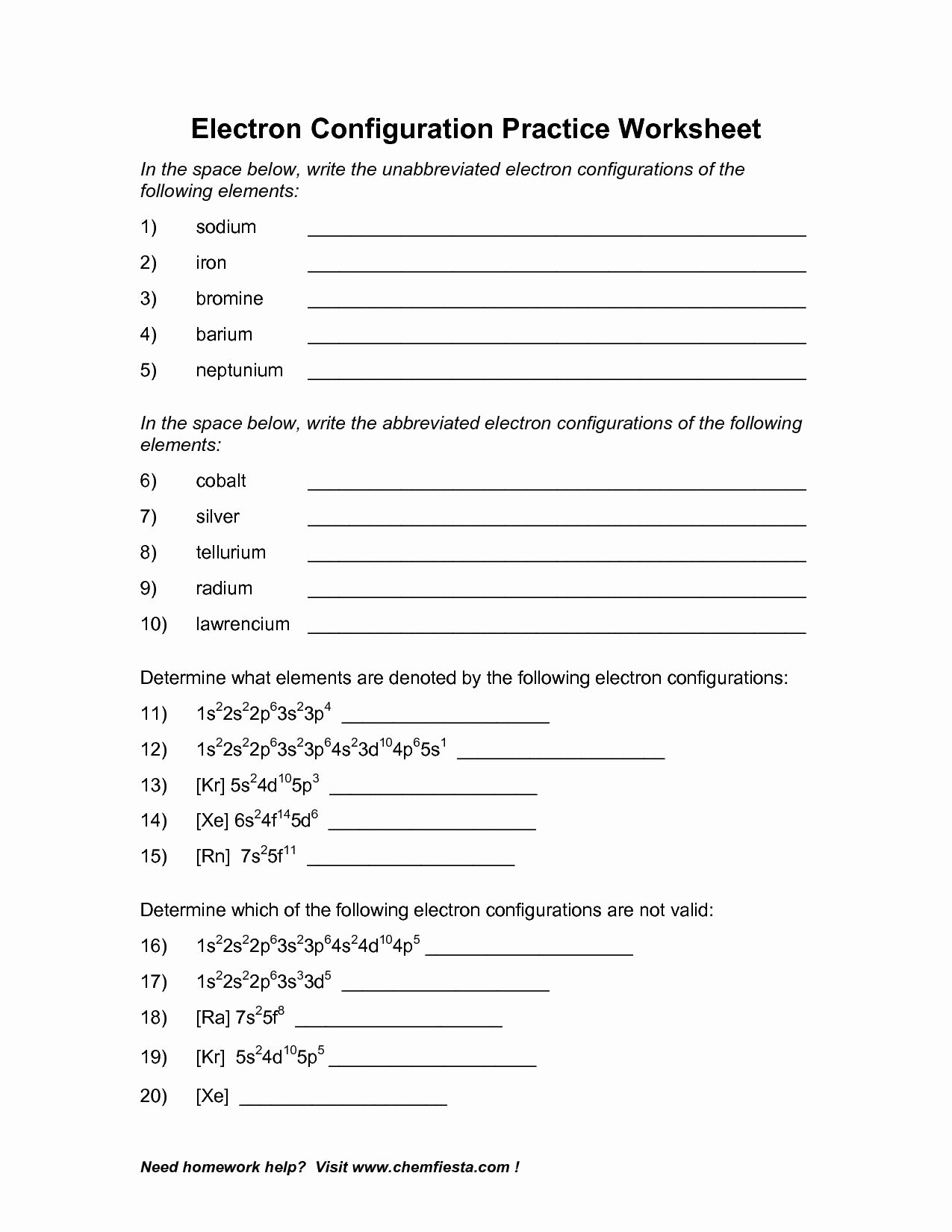 50 Electron Configuration Worksheet Answer Key 50 Electron Configuration Worksheet Answer Key