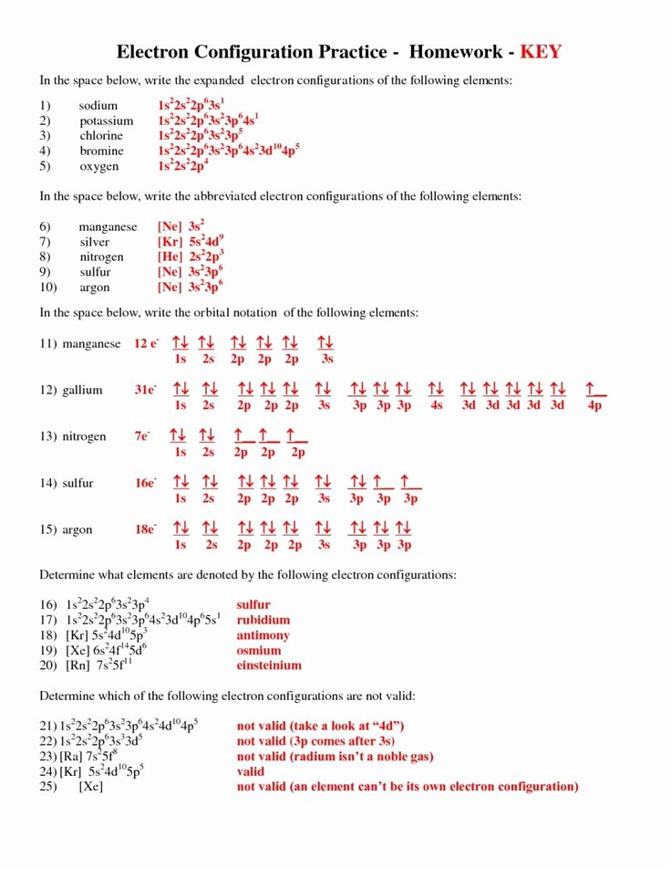 50 Electron Configurations Worksheet Answer Key 50 Electron Configurations Worksheet Answer Key