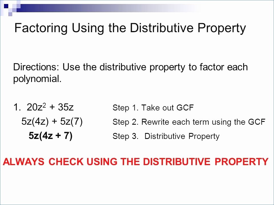 50 Factoring Distributive Property Worksheet