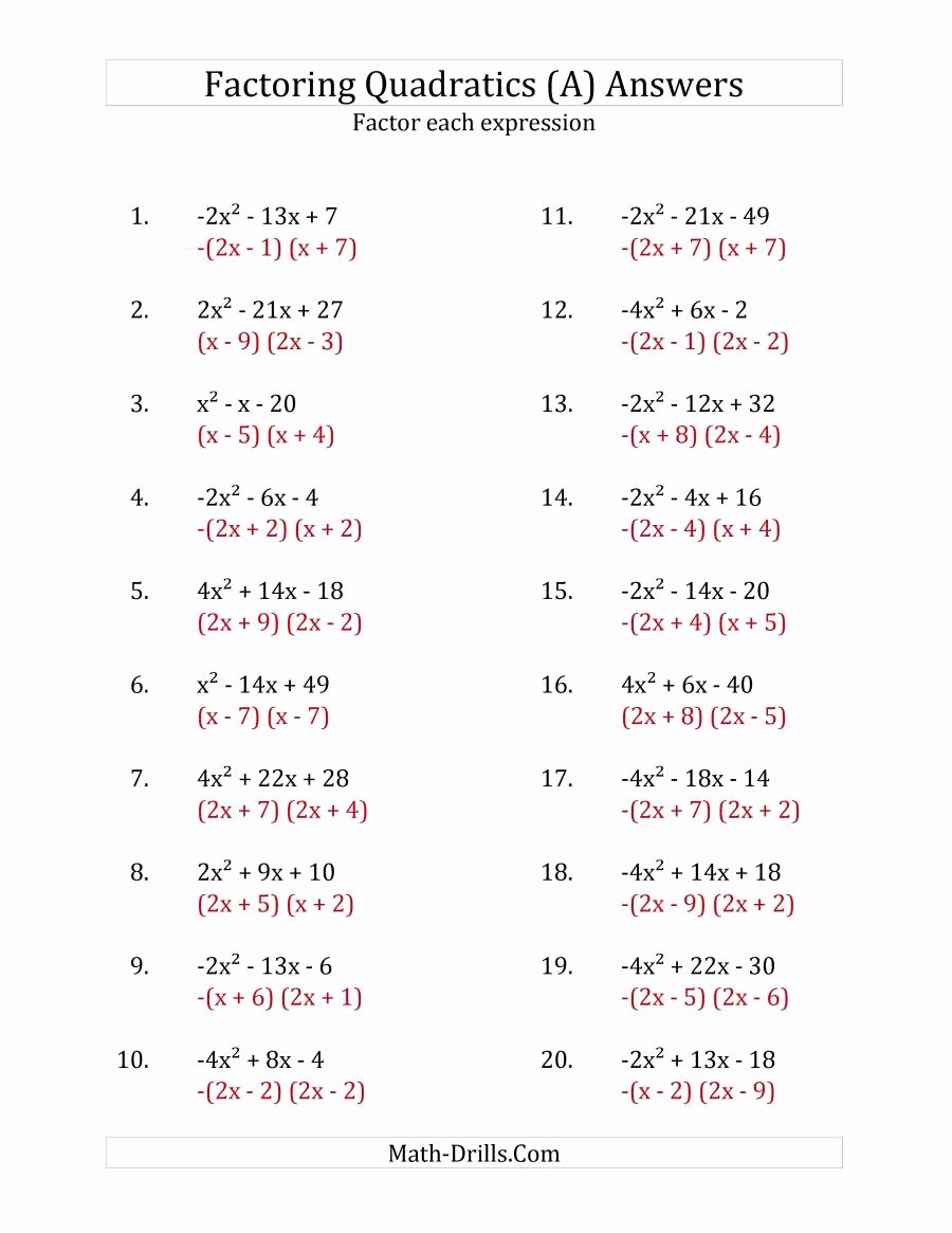 49 Factoring Quadratic Expressions Worksheet 49 Factoring Quadratic Expressions Worksheet