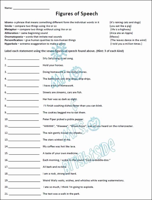 Figures Of Speech Worksheet Beautiful Figures Of Speech Worksheets 