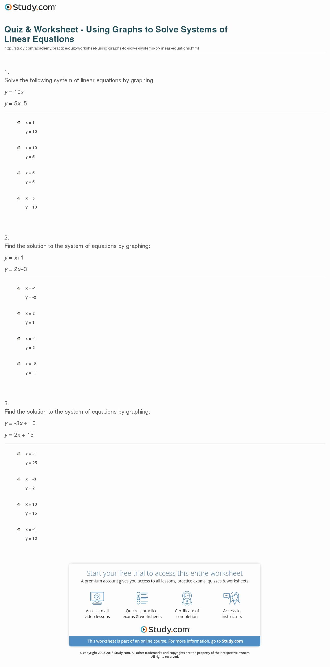 50 Graphing Linear Equations Practice Worksheet