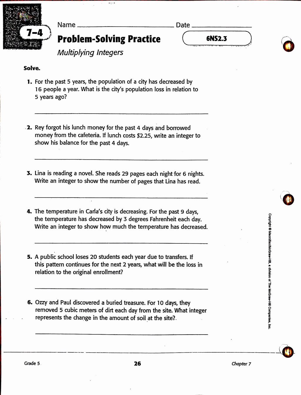 50 Integers Word Problems Worksheet Chessmuseum Template Library