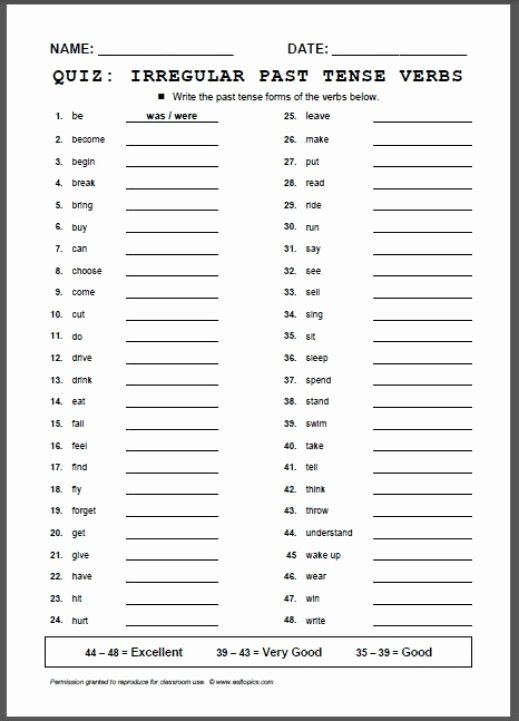 50 Irregular Verbs Worksheet Pdf 50 Irregular Verbs Worksheet Pdf