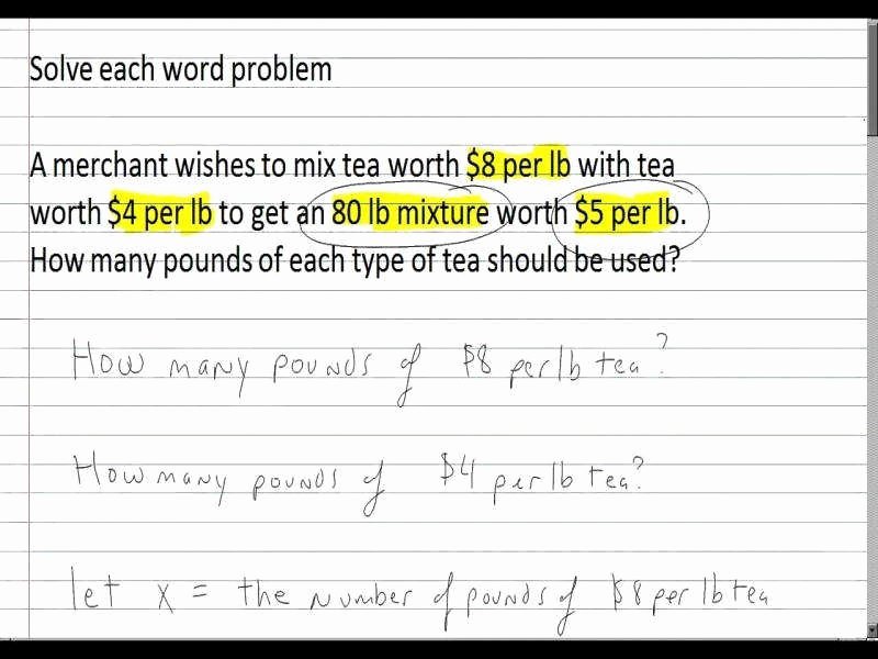 50 Linear Word Problems Worksheet