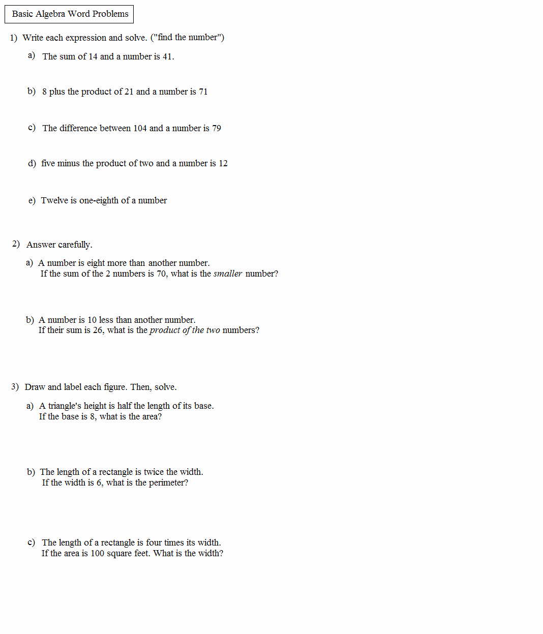 50 Mixture Word Problems Worksheet