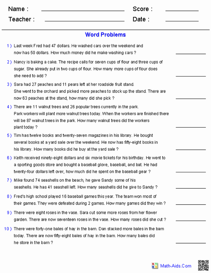 50 Mixture Word Problems Worksheet