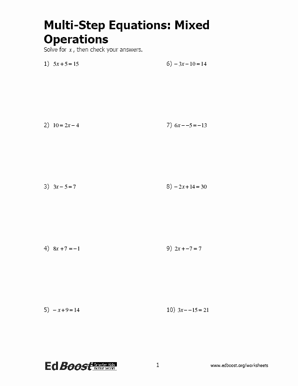 50 Multi Step Equations Worksheet Pdf