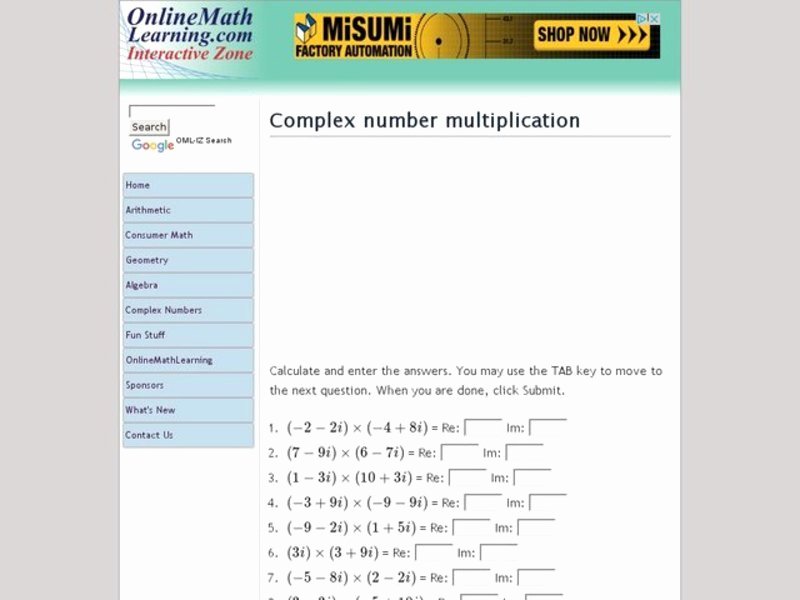 50 Multiplying Complex Numbers Worksheet