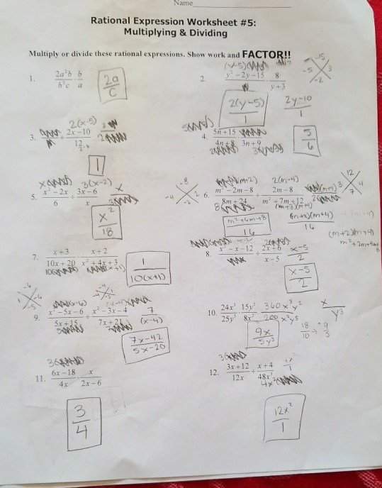 50 Multiplying Rational Expressions Worksheet
