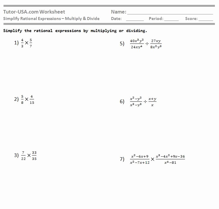 50 Multiplying Rational Numbers Worksheet