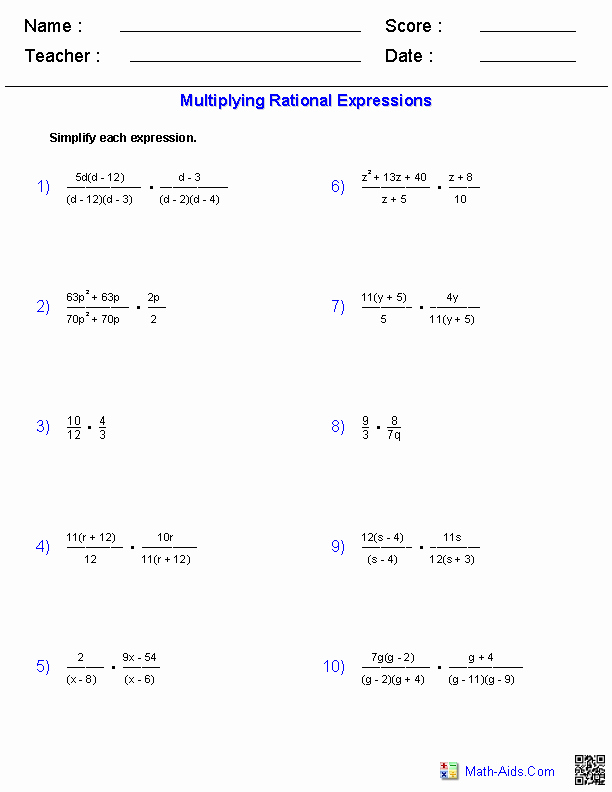 50 Multiplying Rational Numbers Worksheet 50 Multiplying Rational Numbers Worksheet