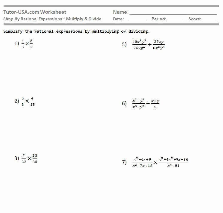 50 Multiplying Rational Numbers Worksheet