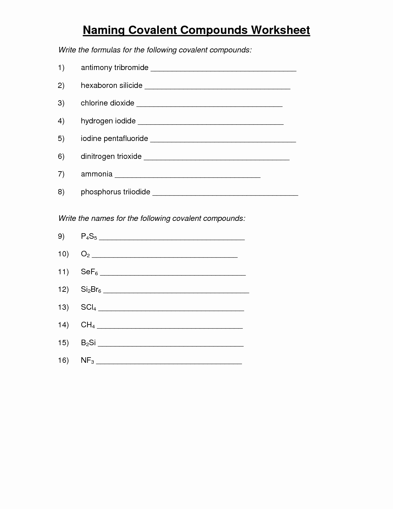 46 Naming Molecular Compounds Worksheet Answers Chessmuseum Template