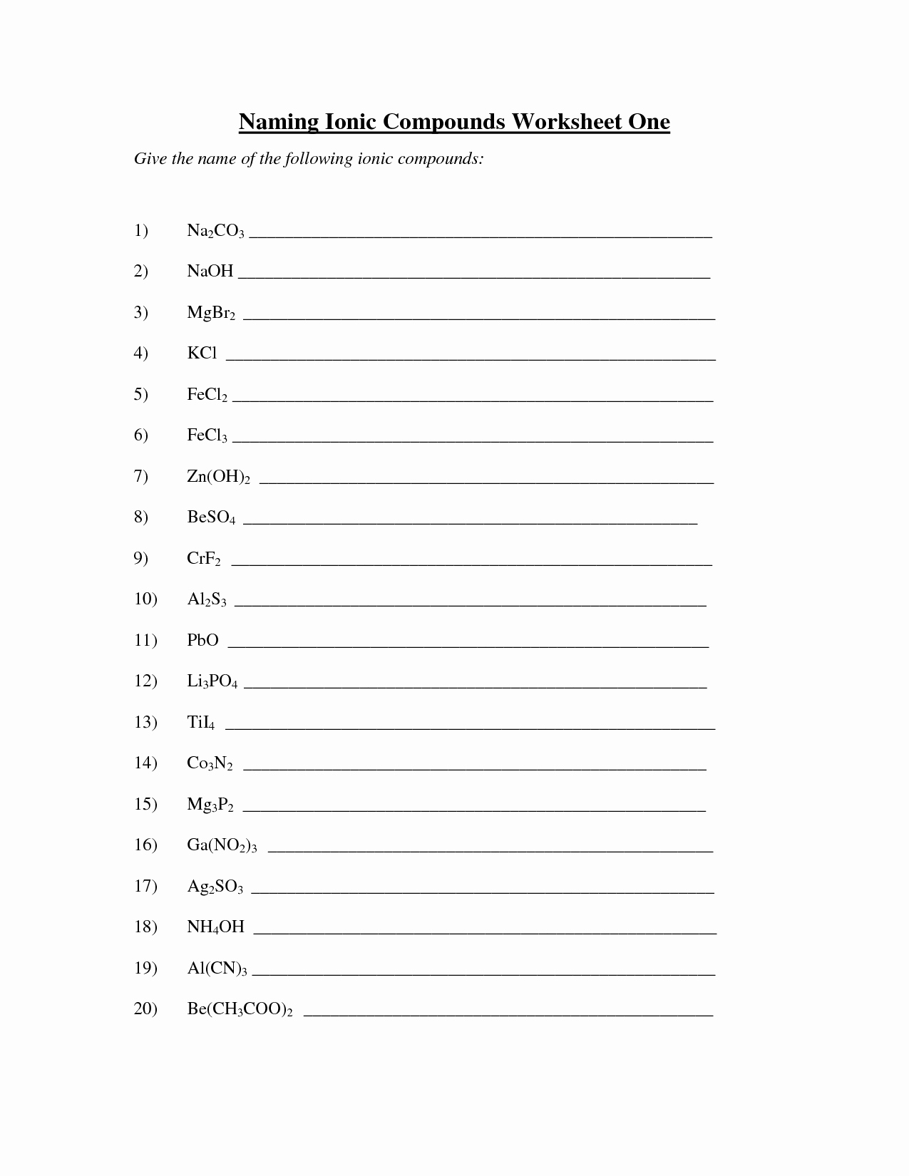 50 Naming Molecular Compounds Worksheet