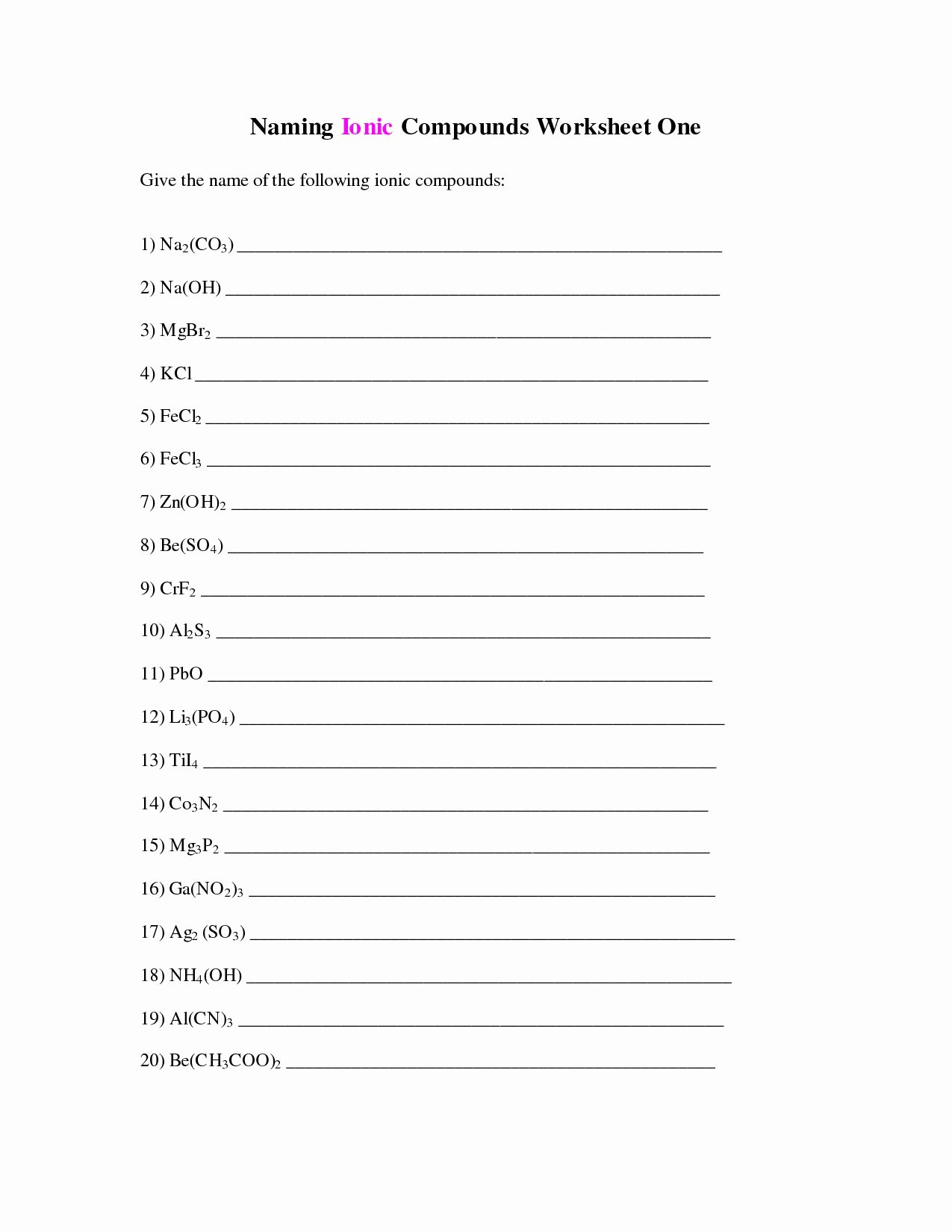 50 Naming Molecular Compounds Worksheet