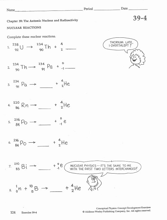 50 Nuclear Reactions Worksheet Answers