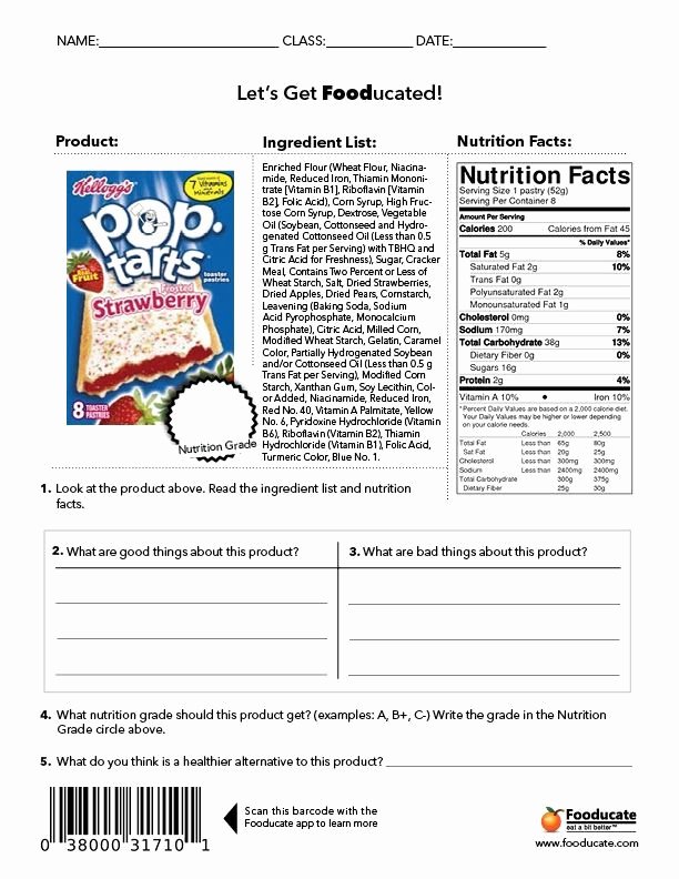 50 Nutrition Label Worksheet Answers