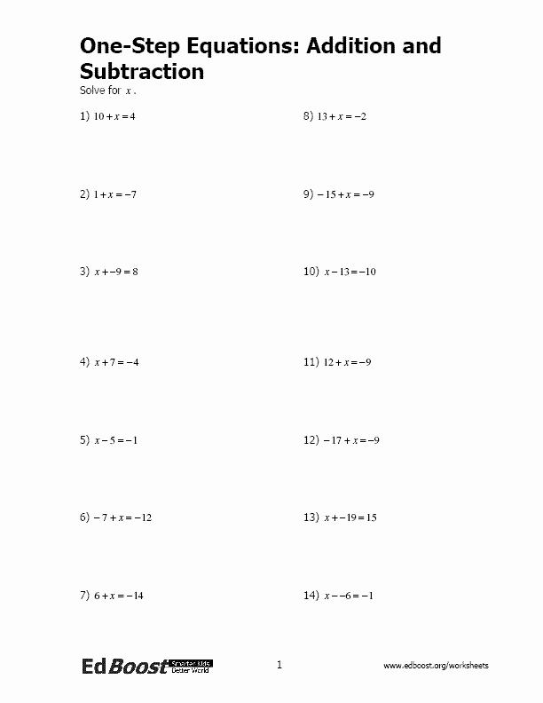 50 One Step Equations Worksheet Pdf 50 One Step Equations Worksheet Pdf