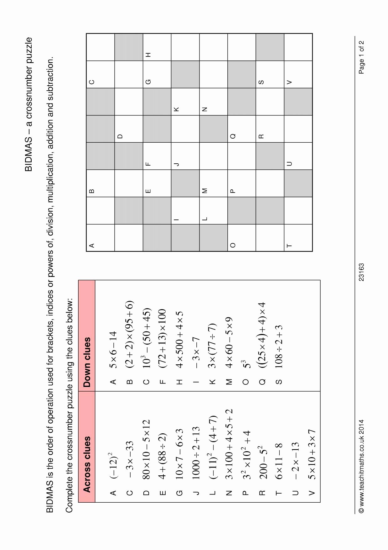 49 Order Of Operations Puzzle Worksheet