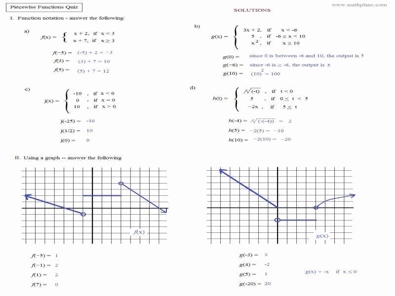 50 Piecewise Functions Worksheet With Answers