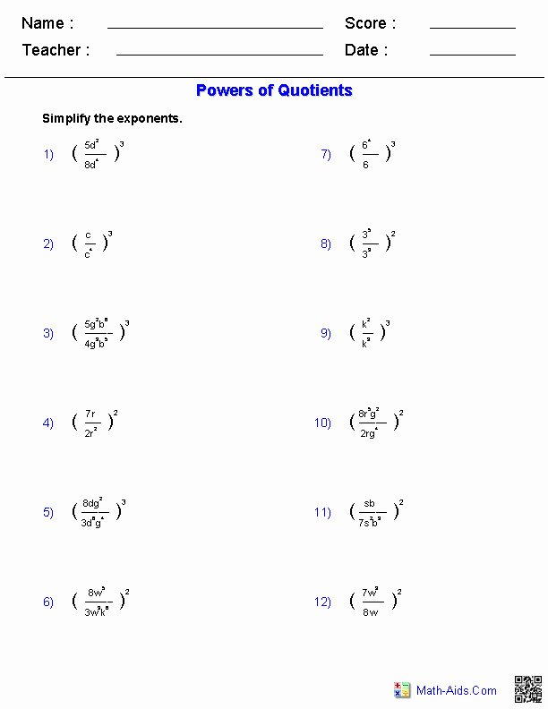 50 Properties Of Numbers Worksheet