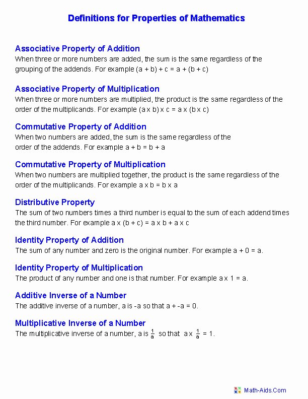 50 Properties Of Real Numbers Worksheet Chessmuseum Template Library